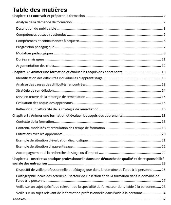 Dossier technique Formateur professionnel d'adultes
